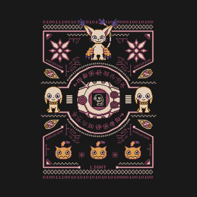 Gatomon Digimon Sweater - Angewomon Crest of Light - Pixel art ...