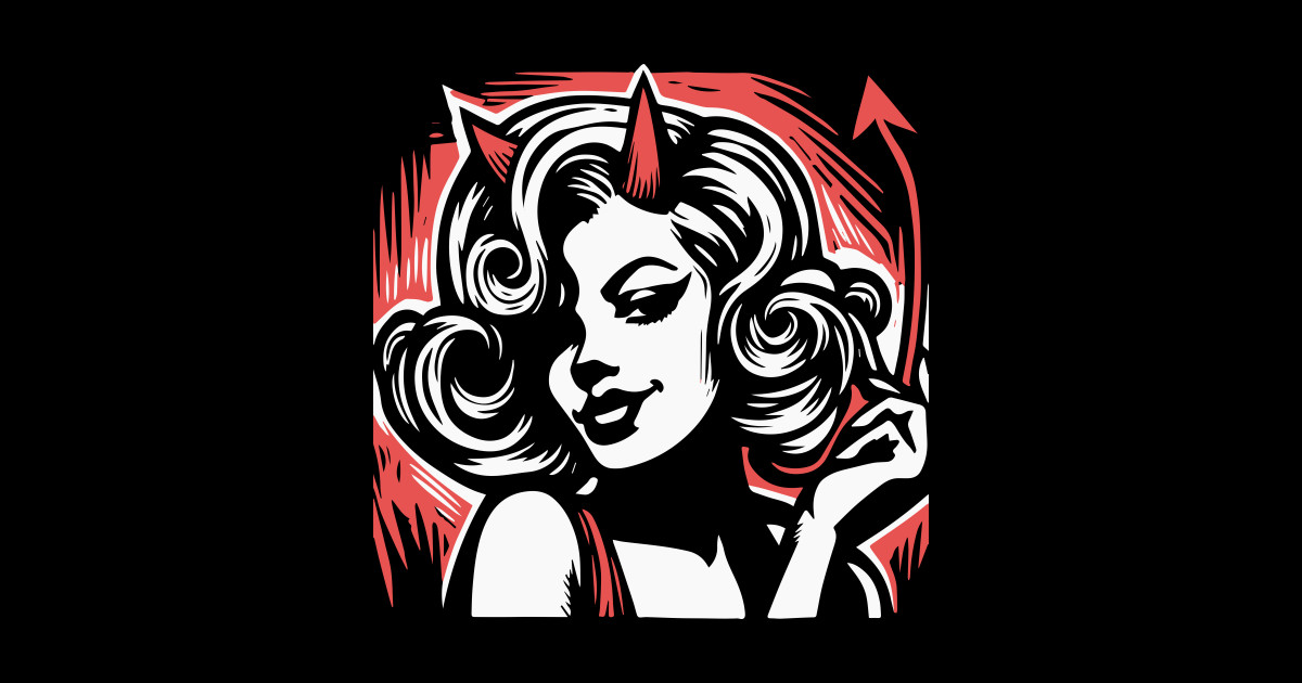 Retro Devil Girl - Devil Girl - Sticker | TeePublic