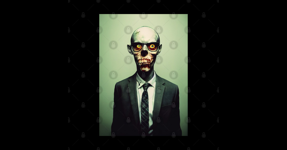 Zombie Accountant Portrait - Zombie Accountant - Sticker | TeePublic