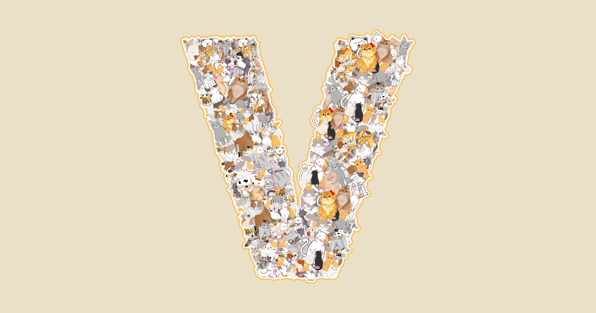 cat letter V(the cat forms the letter V) - Cat - T-Shirt | TeePublic