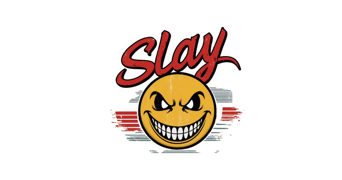Slay grinning angry emoticon face - Angry Emoji - T-Shirt | TeePublic