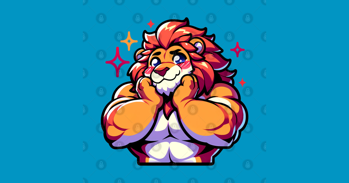Blushing UwU Furry Anthro Lion Art - Furry - T-Shirt | TeePublic