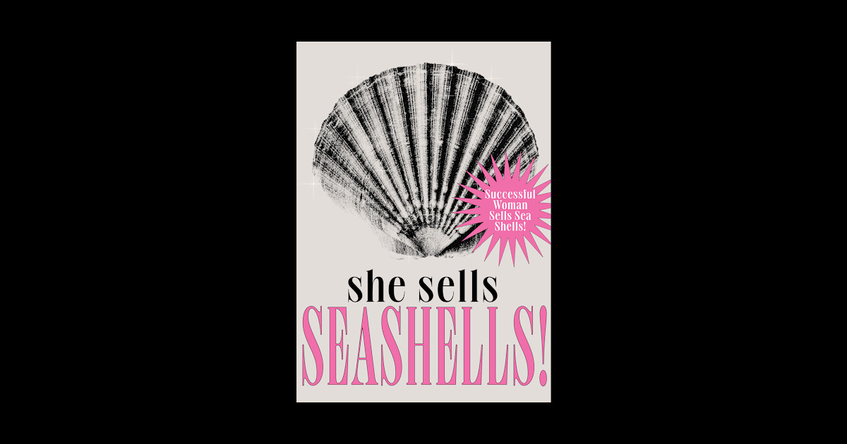 She Sells Seashells 80s Inspired Ad in Pink - Seashells - Sticker ...