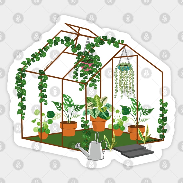 Greenhouse Art - Indoor Plants - Greenhouse - Sticker | TeePublic