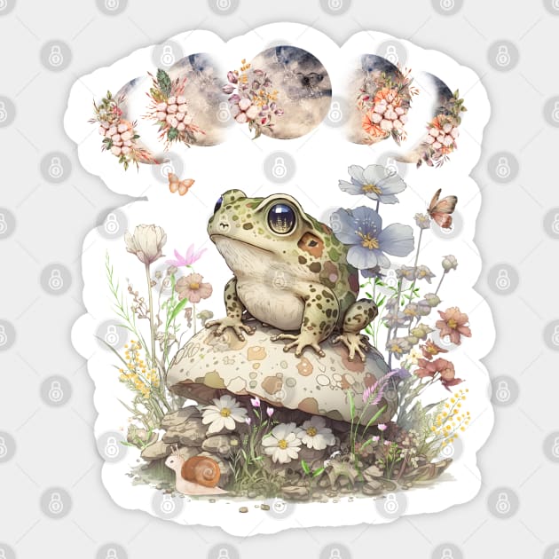 Cute Cottagecore Frog Mushroom Floral Moon Vintage - Cottagecore Frog ...