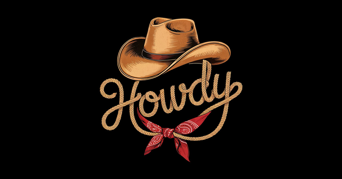 Howdy Cowboy Hat Rope Bandana Western Theme - Howdy Cowboy Hat Rope ...