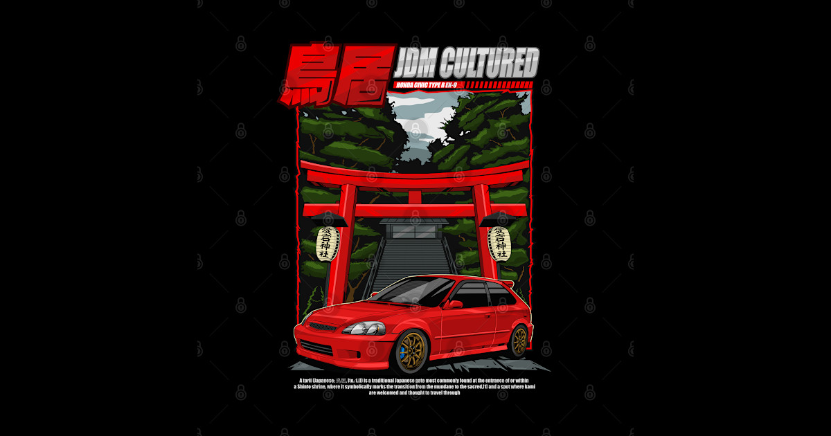 JDM-HONDA CIVIC TYPE R-EK9(RED) - Honda Civic Ek9 - Tapestry | TeePublic