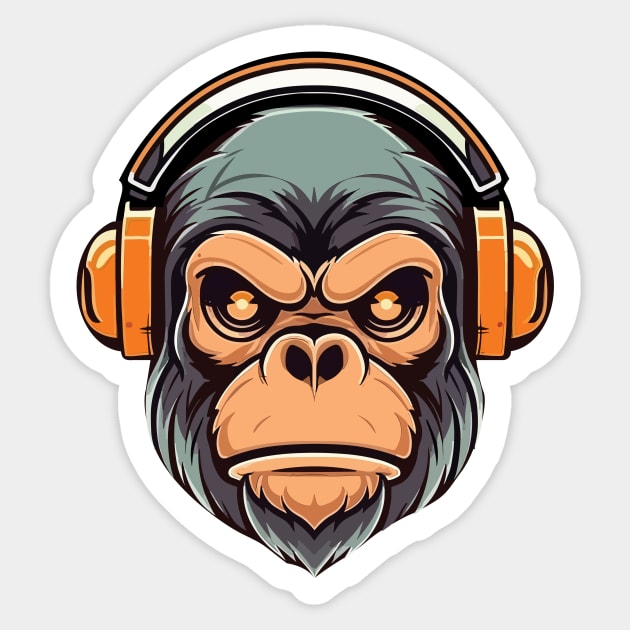 Ape Wearing Headphone - Ape - Sticker | TeePublic