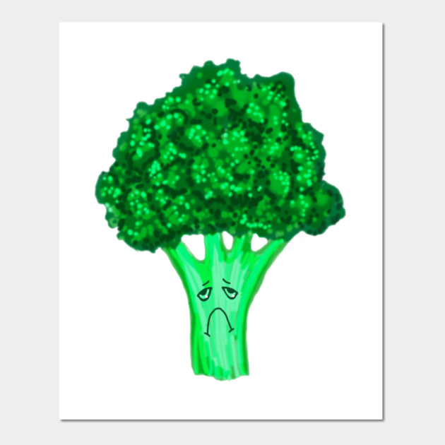 Sad Broccoli Original New School Funny Art - Broccoli - Wall Art ...