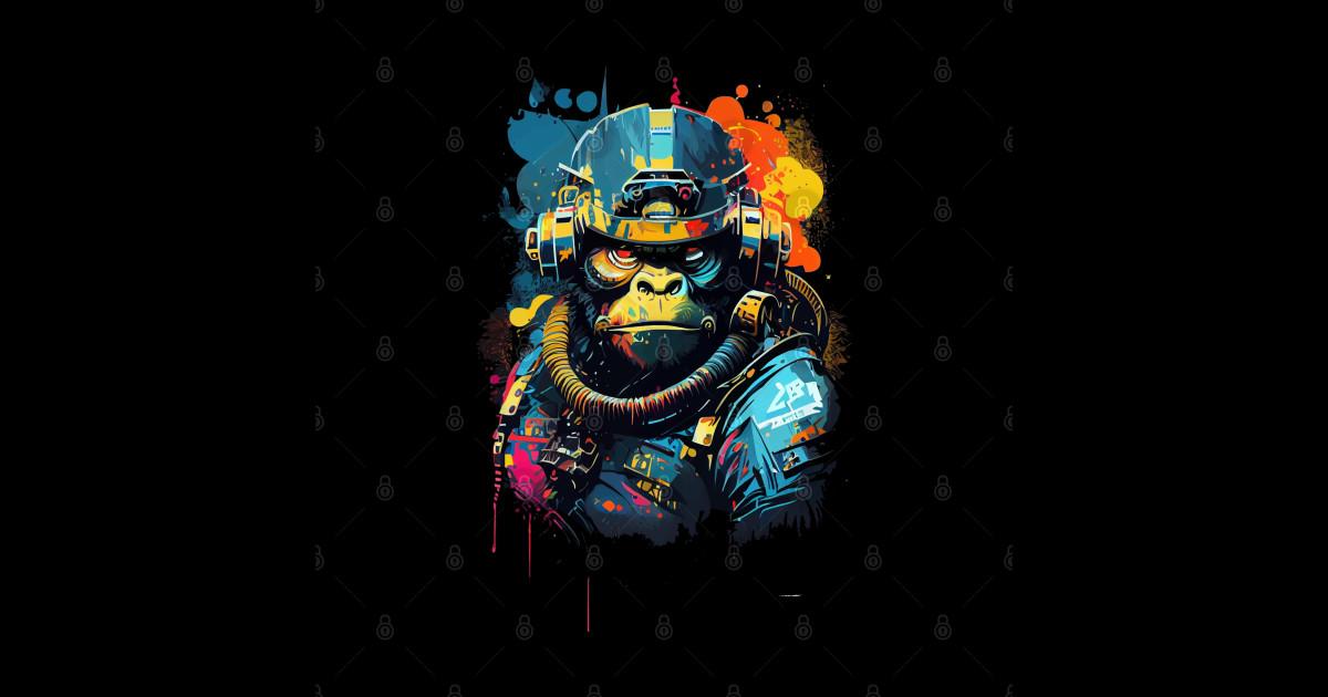 Cyberpunk Future Ape Sci-Fi Anime Ape - Ape - Sticker | TeePublic