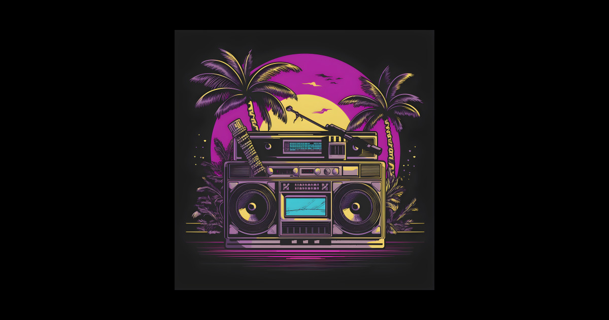 Ghetto Blaster Boom Box 80s Hip-Hop Stereo - Boombox - Sticker | TeePublic