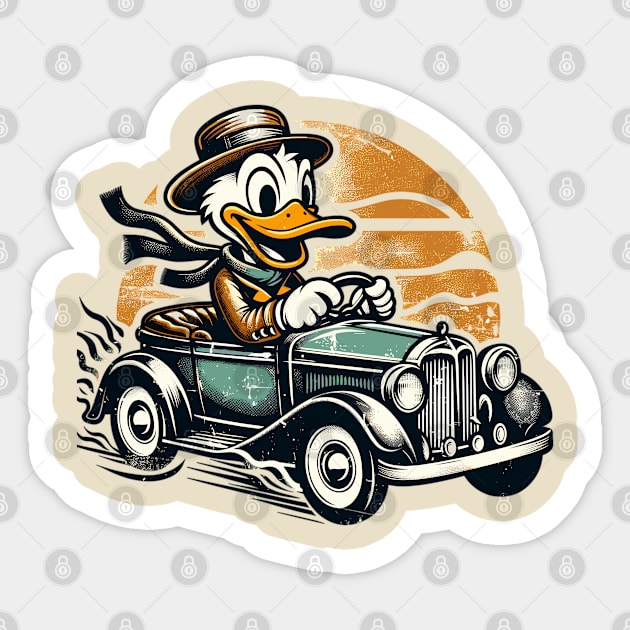 Duck driving car - Duck - Sticker | TeePublic