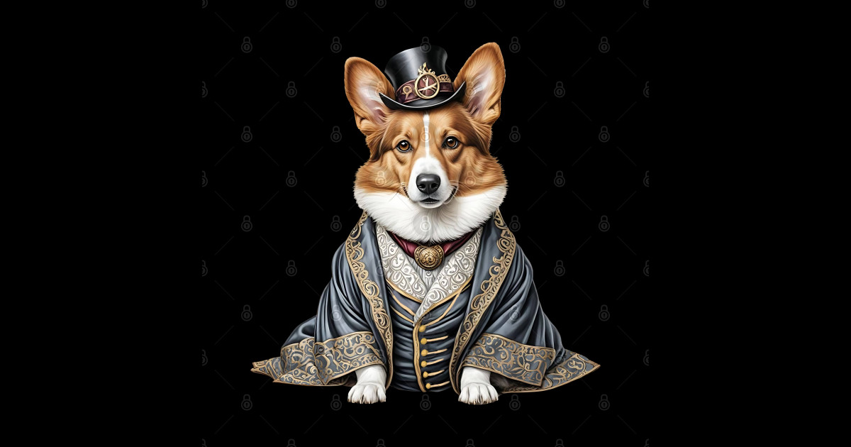 Aristocrat corgi - Victorian Dog - Sticker | TeePublic
