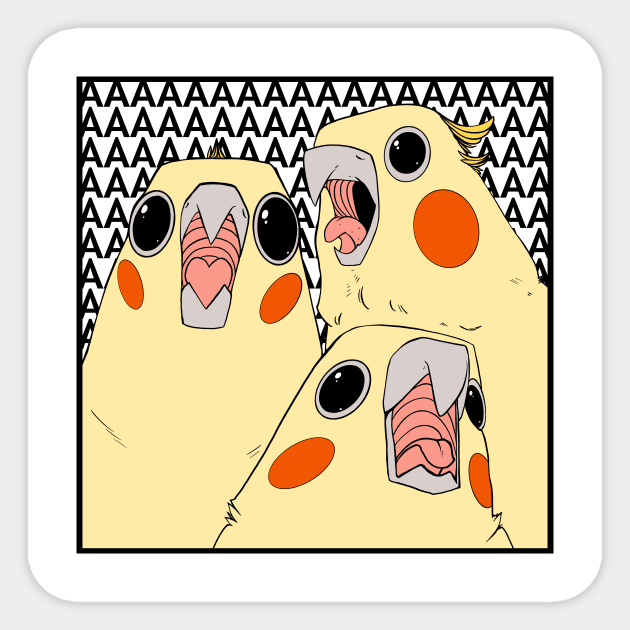 Cockatiels Screaming, Cute Funny Birds - Cockatiel - Sticker | TeePublic