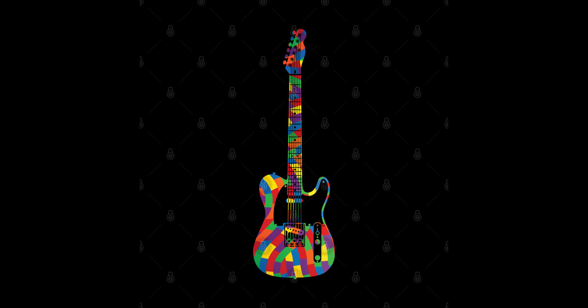T-Style Electric Guitar Colorful Texture - Colorful Guitar - Sticker ...
