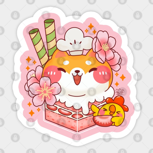 Sakura Strawberry Cake Box - Cake - Sticker | TeePublic