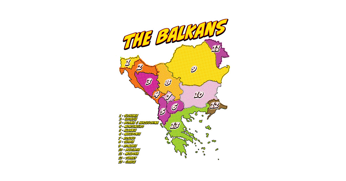 The Balkans Pop art Map - The Balkans Pop Art Map - T-Shirt | TeePublic