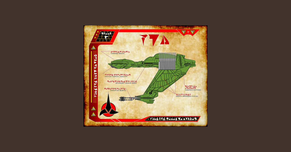 Alien Scout Ship Parchment Blueprint - Profile - Starship - T-Shirt ...