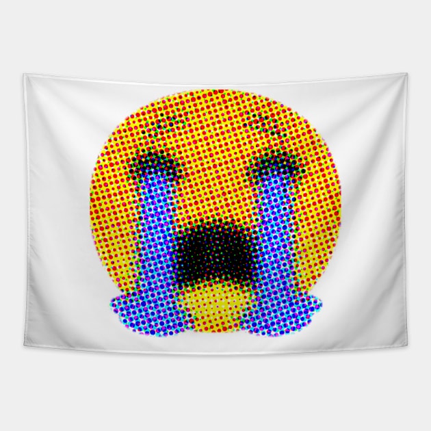 Emoji: Distraught (sad face) - Distraught - Tapestry | TeePublic