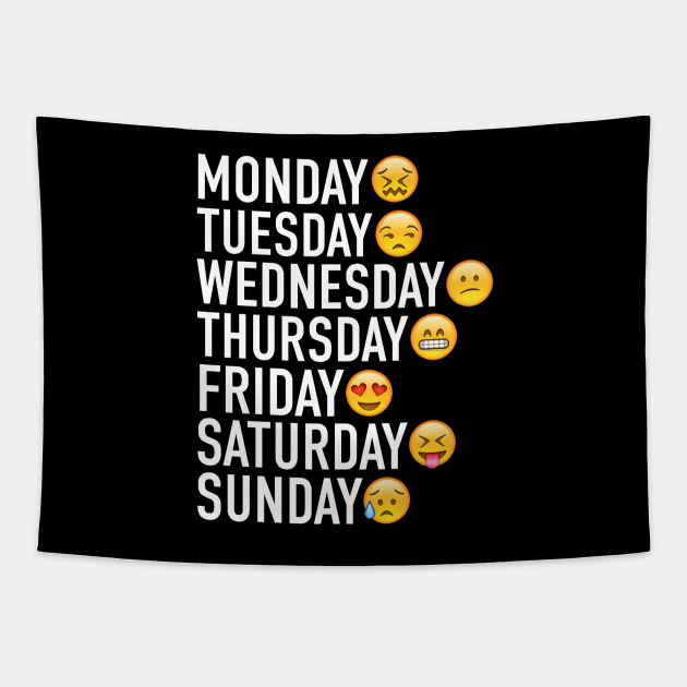 Days of the Week Expressed Through Emojis (White) - Emoji - Tapestry ...