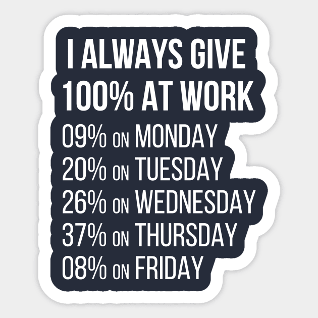 I Always GIve 100% At Work - I Always Give 100 Percent At Work ...