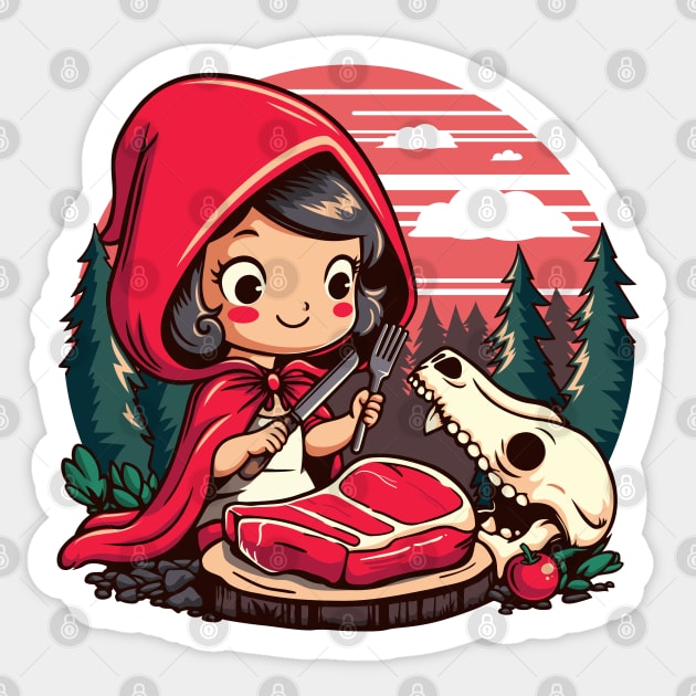 Little Red Riding Hood, Dinner is Served - Halloween - Sticker | TeePublic