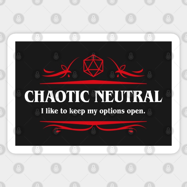 Chaotic Neutral Tabletop RPG Addict - Dungeons And Dragons - Sticker ...