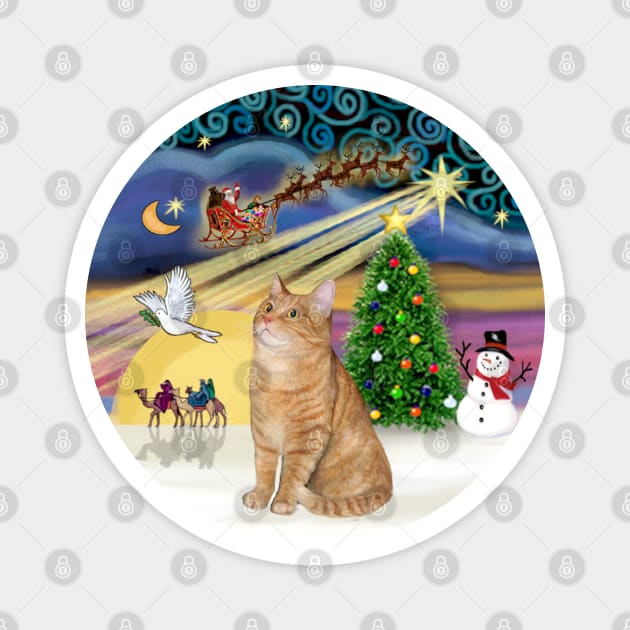 "Christ Magic" with an Orange Tabby Cat - Cats - Magnet | TeePublic
