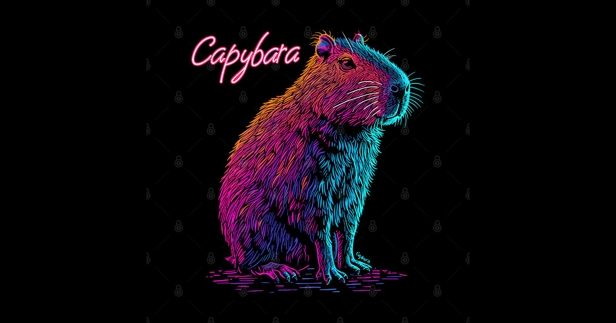 Neon Capybara - Capybara - Sticker | TeePublic