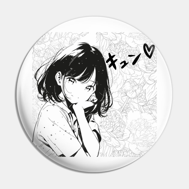 Anime Girl Cute Waifu - Anime Girl - Pin | TeePublic