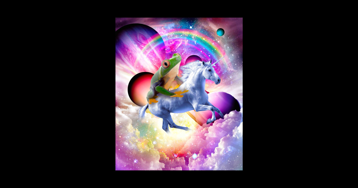 Frog Riding Unicorn - Frog Riding Unicorn - Sticker | TeePublic