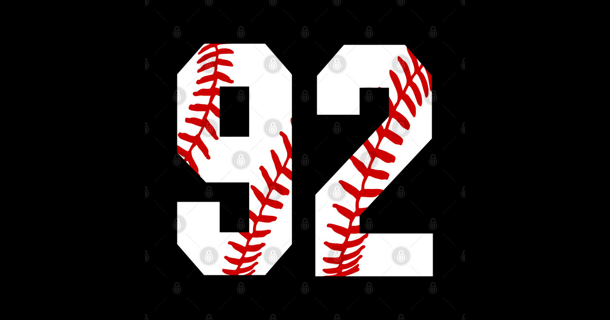 Baseball Number 92 #92 Baseball Shirt Jersey Favorite Player Biggest ...