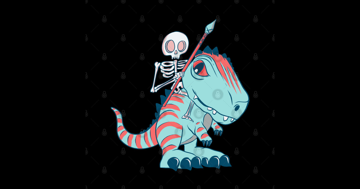 Jurassic skeleton - Skeleton Riding A Dinosaur - Sticker | TeePublic