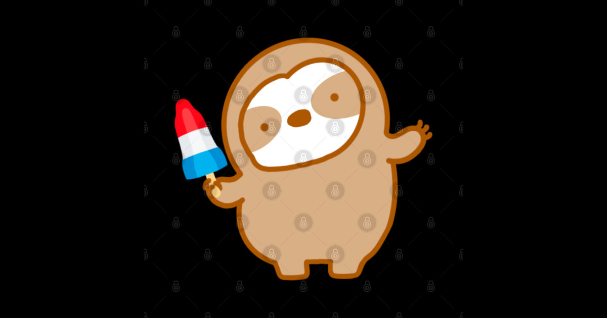 Patriotic Fourth of July Popsicle Sloth - Sloth - Sticker | TeePublic
