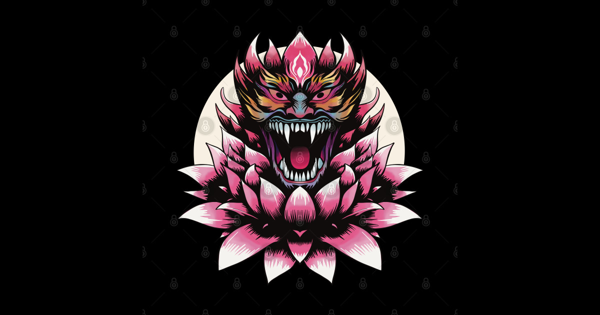 Lotus Demon Flower Monsters Horror - Demon - Sticker | TeePublic