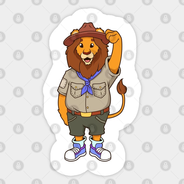 Cartoon lion is scout - Lion Scout - Sticker | TeePublic