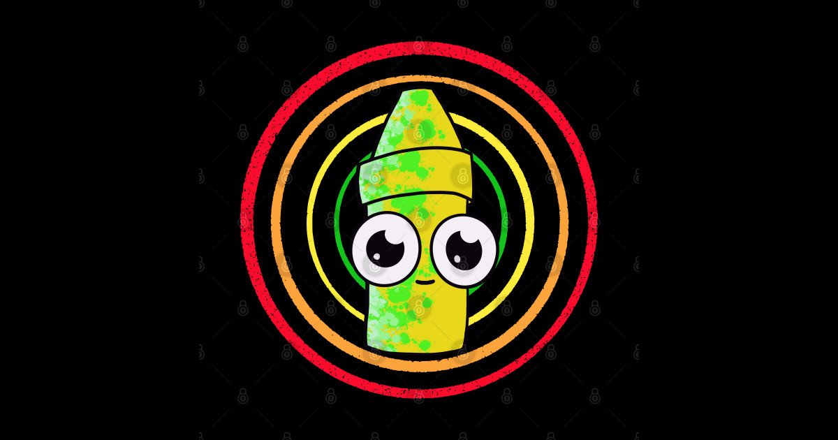 Yellow Crayon Buddy Rainbow Border - Rainbow - Magnet | TeePublic