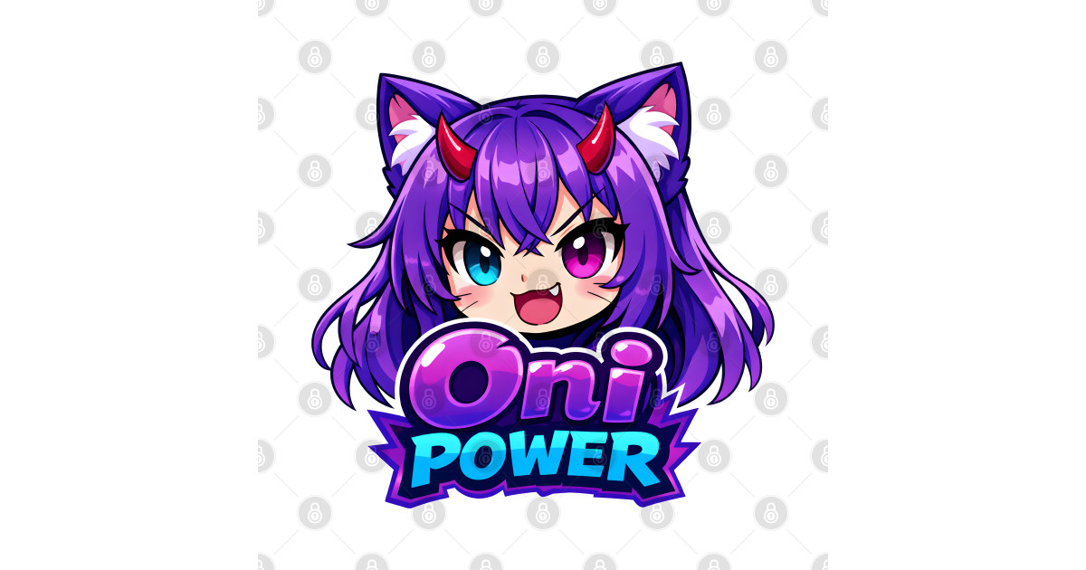 Oni Power Demon Girl Cute Chibi Head - Oni - T-Shirt | TeePublic