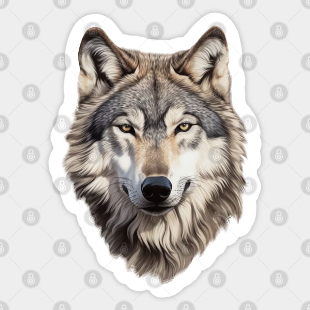 Gray Wolf Face - Wolf Face - Sticker | TeePublic