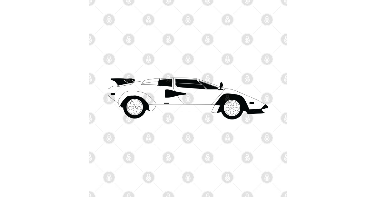 Countach Black Outline - Car - T-Shirt | TeePublic