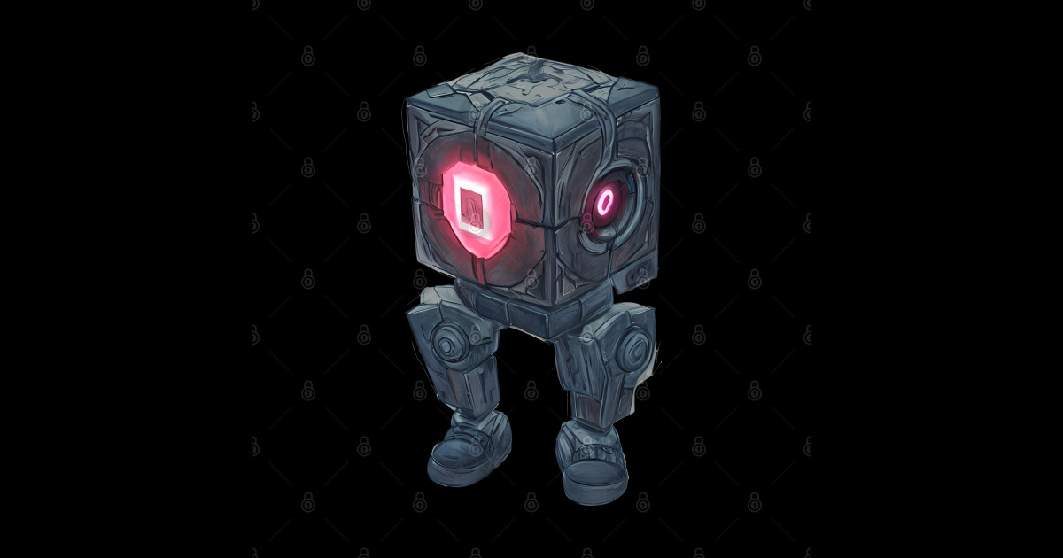Portal - Companion Cube Inspired Bot - Portal - Pin | TeePublic