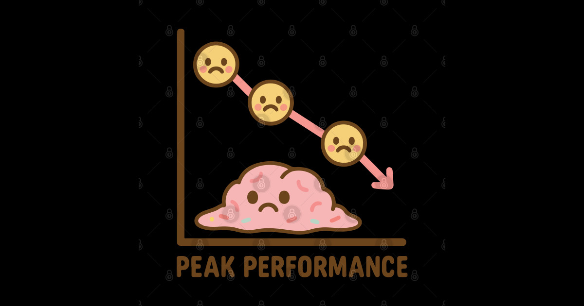 Funny Declining Brain Chart – Peak Performance Meme Design - Brain Rot ...