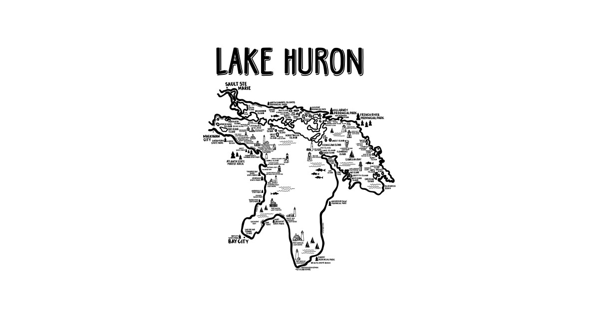 Lake Huron Map - Lake Huron - T-Shirt | TeePublic