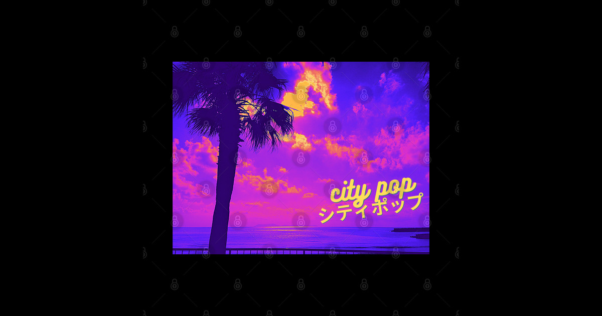 Retro City Pop Vaporwave Japanese Beach - City Pop - Sticker | TeePublic