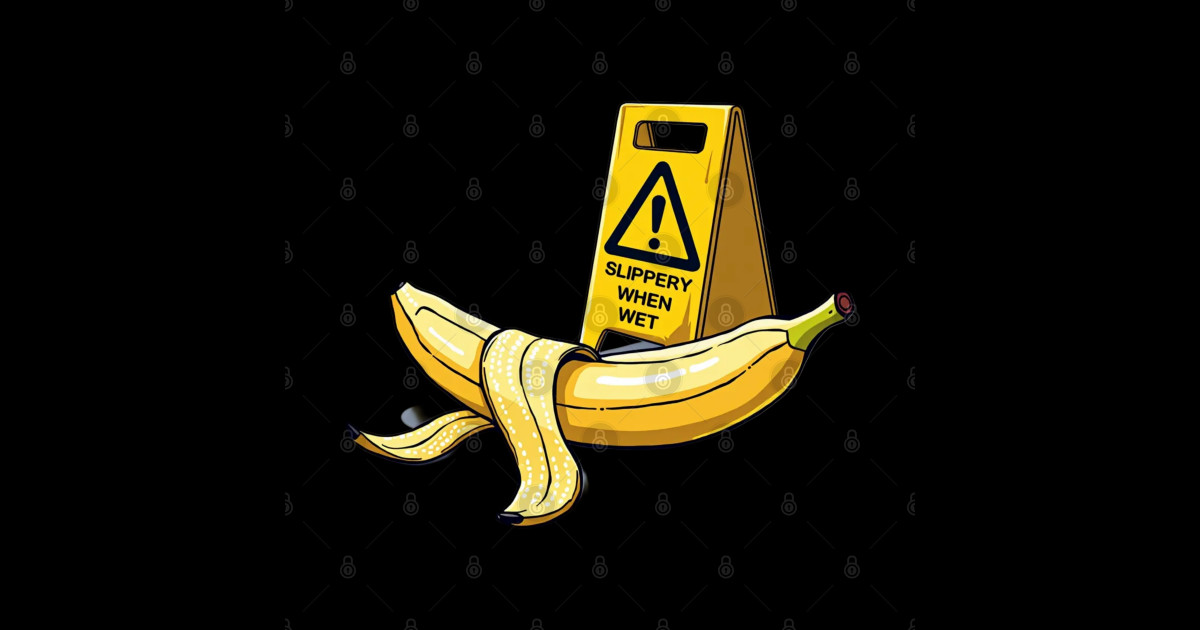 Slippery When Wet – Banana Warning Design - Banana Pun - Sticker ...
