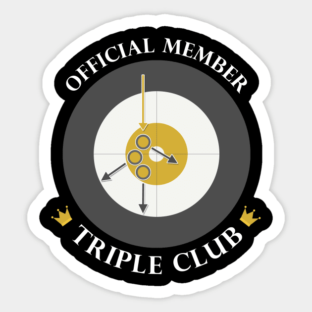 The "Triple Club" - White Text - Curling - Sticker | TeePublic
