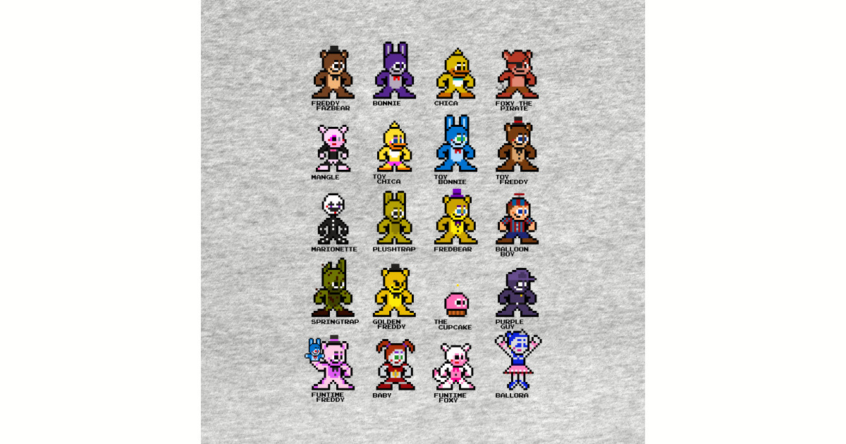 8-bit FNAF World - Five Nights At Freddys - T-Shirt | TeePublic