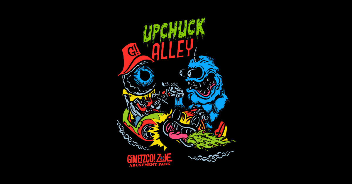 Upchuck Alley - front/back - Bumper Cars - Sticker | TeePublic