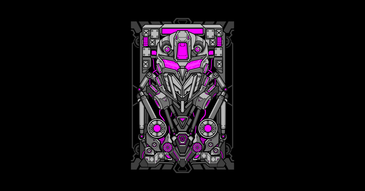 Mecha robot head shield card design - Mecha Robot - Sticker | TeePublic