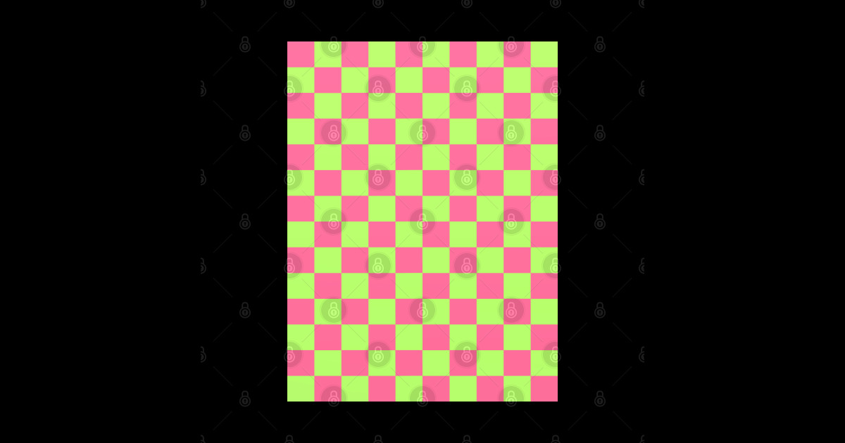 Pink and Green Checkered Pattern - Checkerboard - Sticker | TeePublic